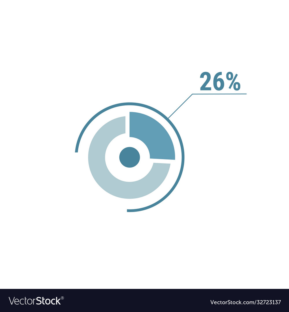 Twenty Six Percent Chart 26 Percentage Diagram Vector Image