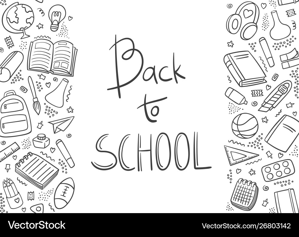 Back to school doodle first day Royalty Free Vector Image