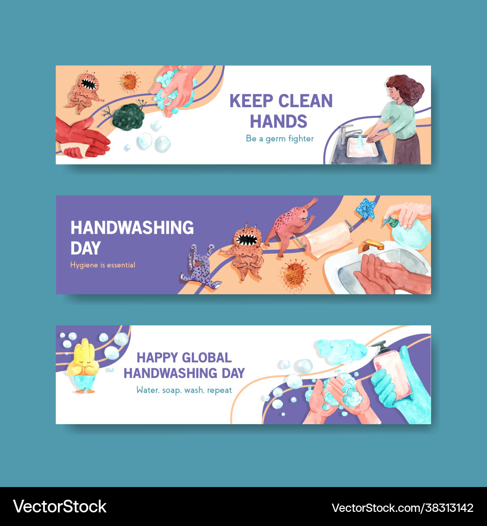 Banner template with global handwashing day Vector Image
