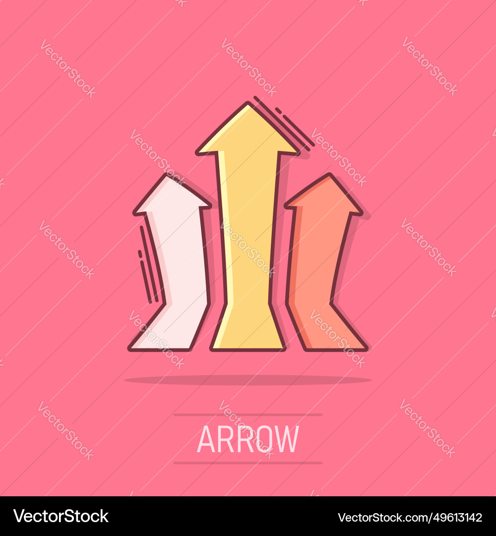 Cartoon arrow up icon in comic style forward Vector Image