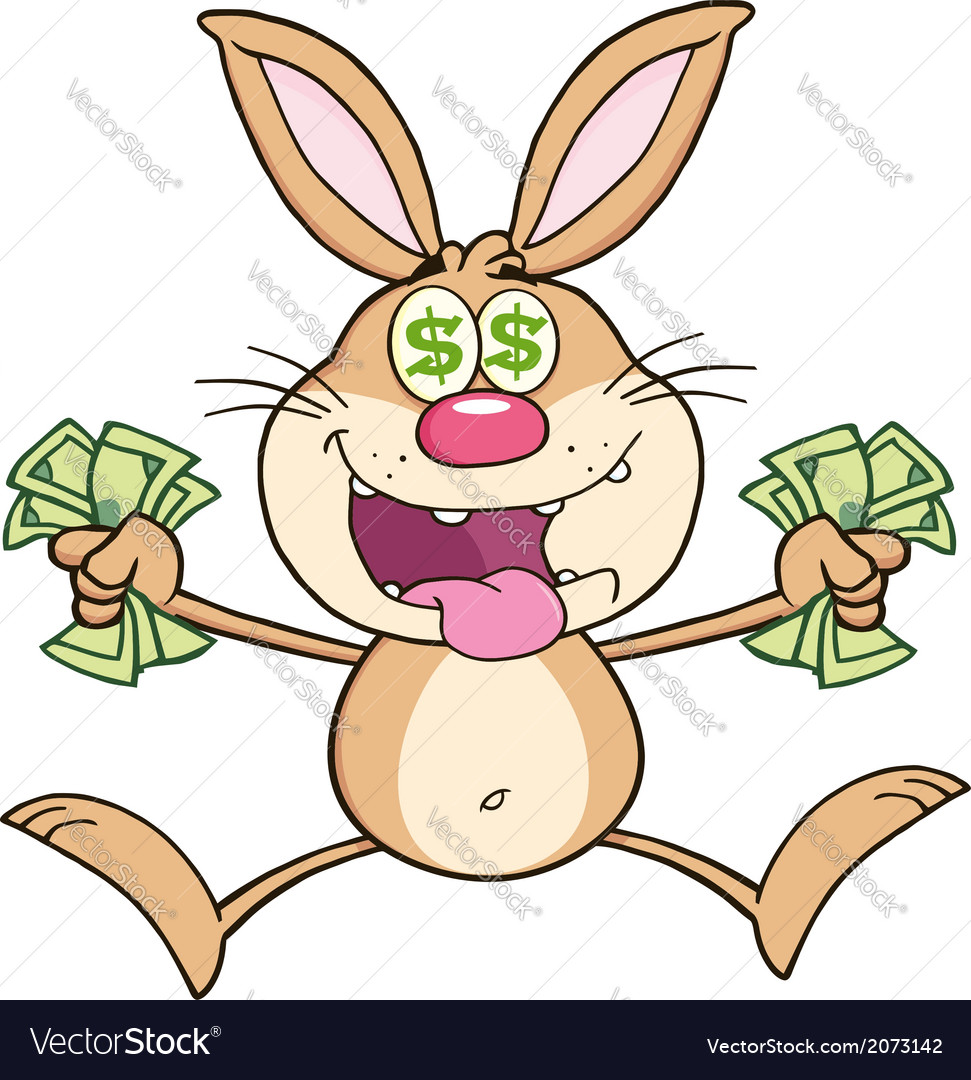 Cartoon rabbit with money Royalty Free Vector Image