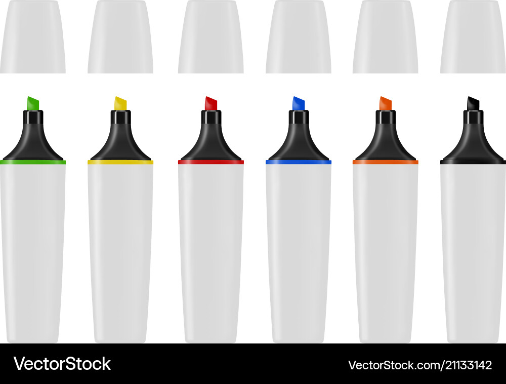 Colorful marker set on white background ill Vector Image