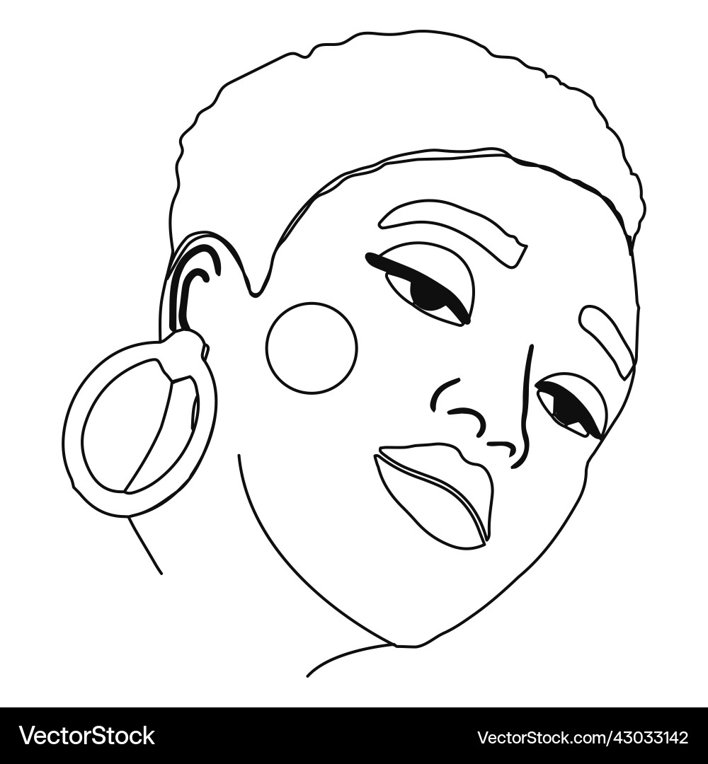 Continuous line woman portrait Royalty Free Vector Image