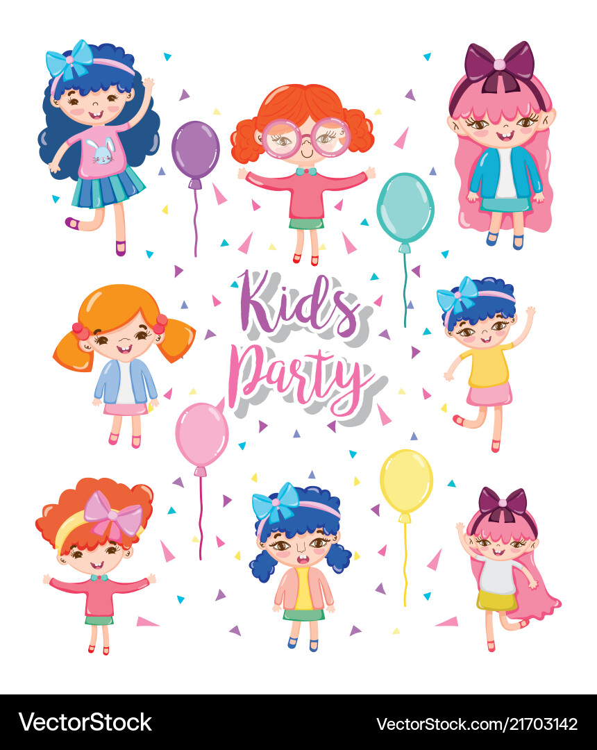 Kids party cartoons Royalty Free Vector Image - VectorStock