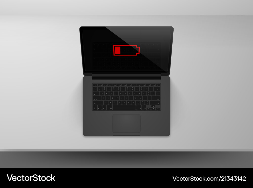 Laptop or notebook show red low battery icon Vector Image