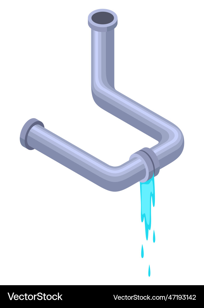 Leaking pipes isometric broken pipe tube with Vector Image