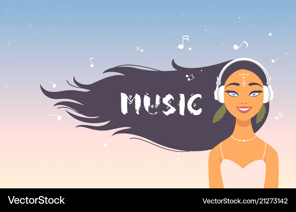 Music girl Royalty Free Vector Image - VectorStock