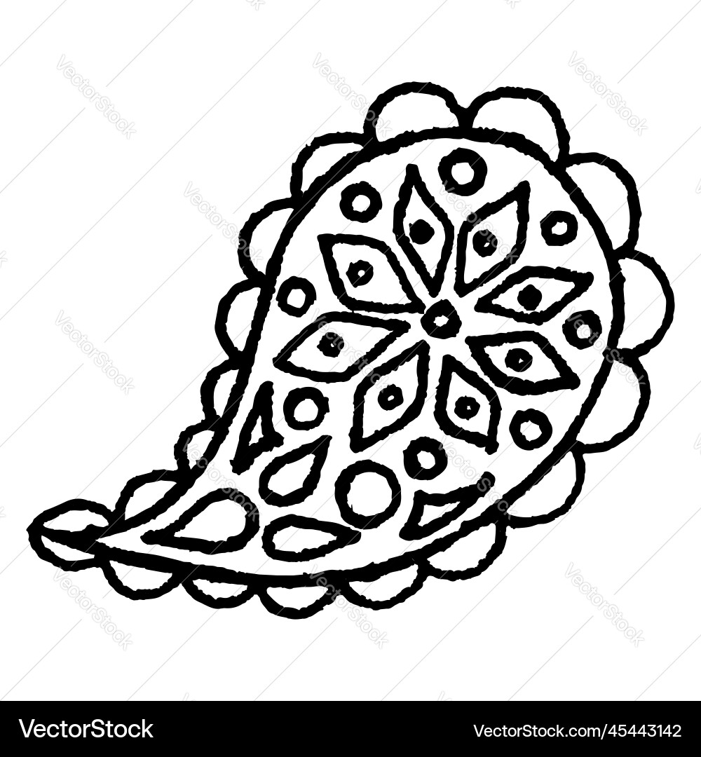 Paisley buta hand drawn monochrome pattern doodle Vector Image