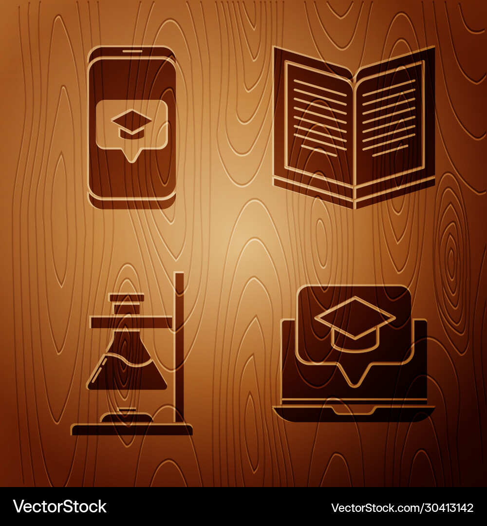 Set graduation cap on screen laptop graduation Vector Image