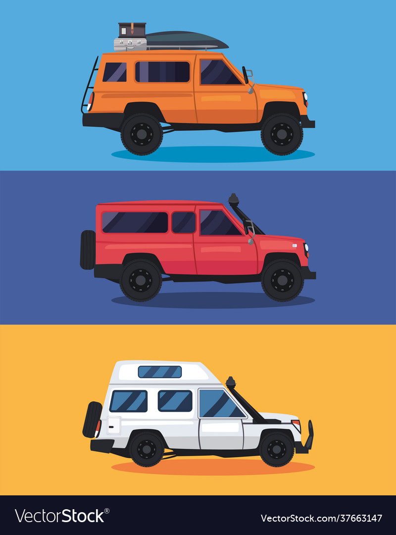 Camper trailers set Royalty Free Vector Image - VectorStock