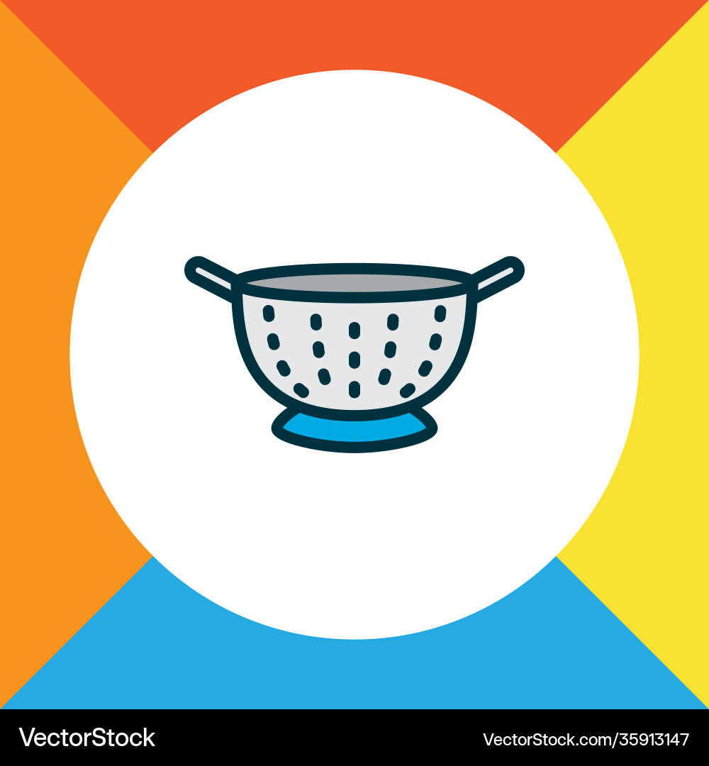 Colander icon colored line symbol premium quality Vector Image