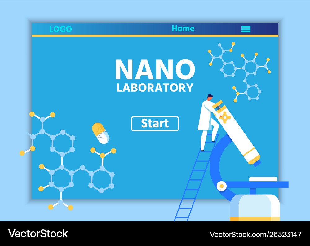 Creative landing page for scientific lab online Vector Image