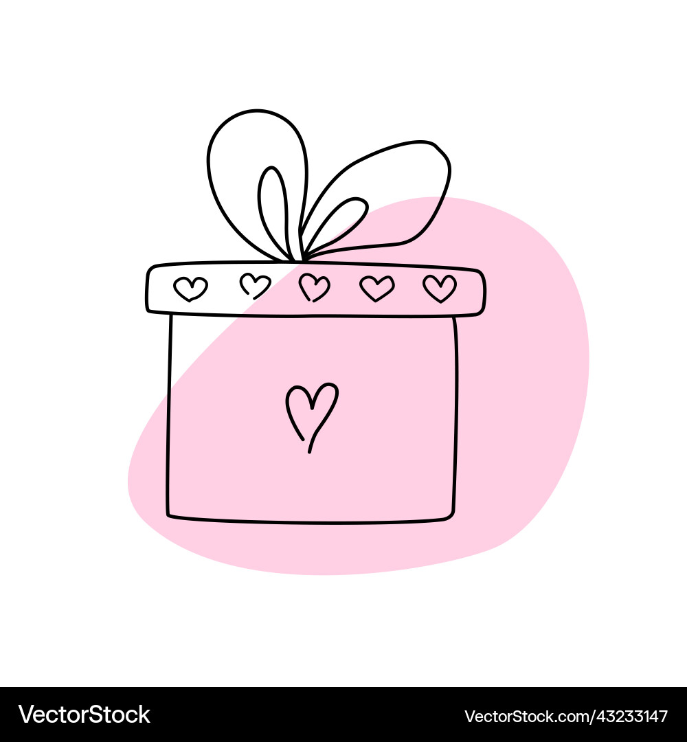 Hand drawn gift box with hearts doodle style Vector Image