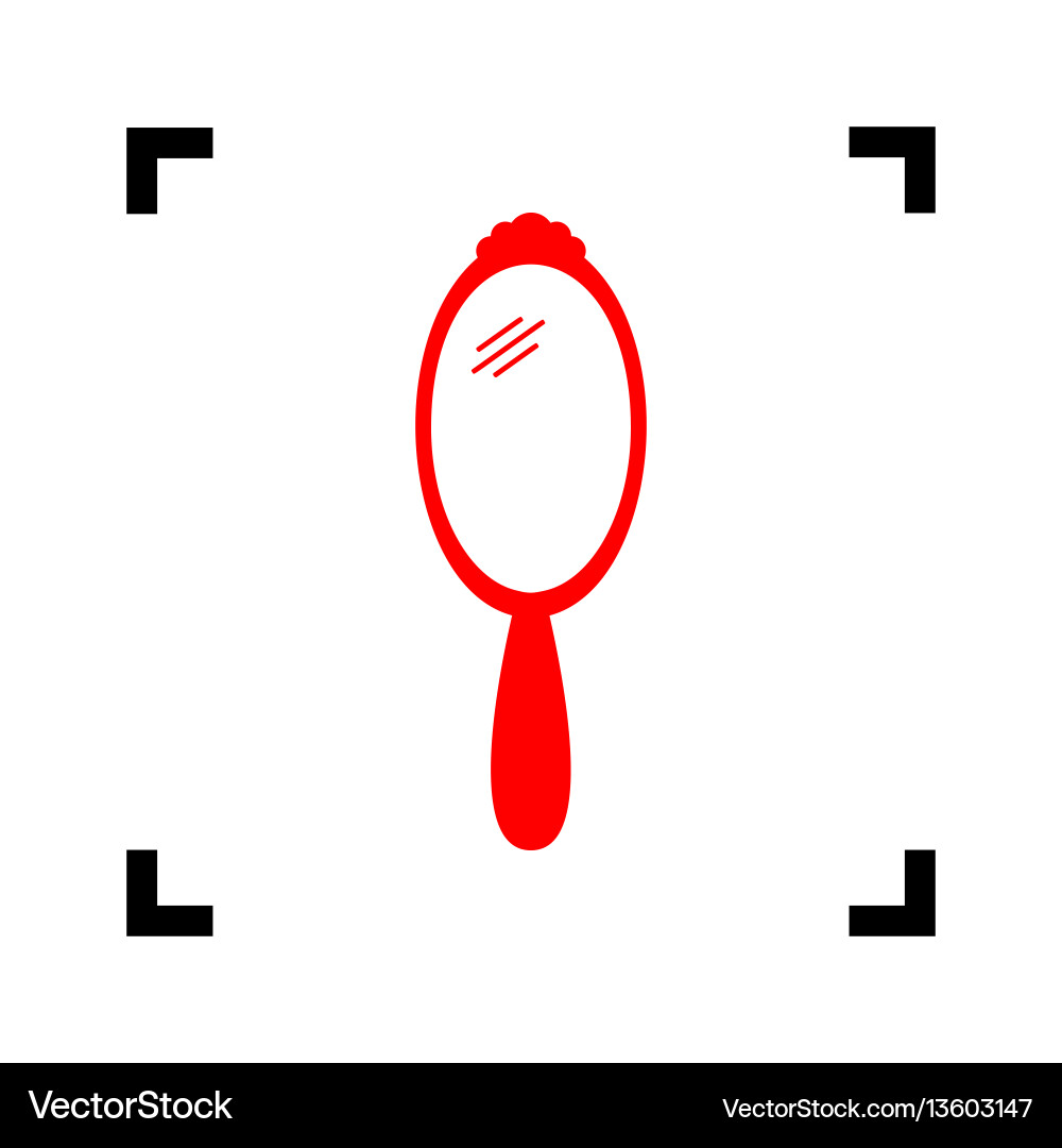 Hand mirror sign red icon inside black Royalty Free Vector