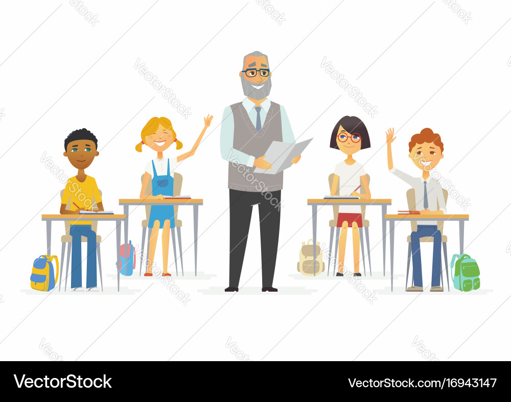 Lesson at school - cartoon people characters Vector Image