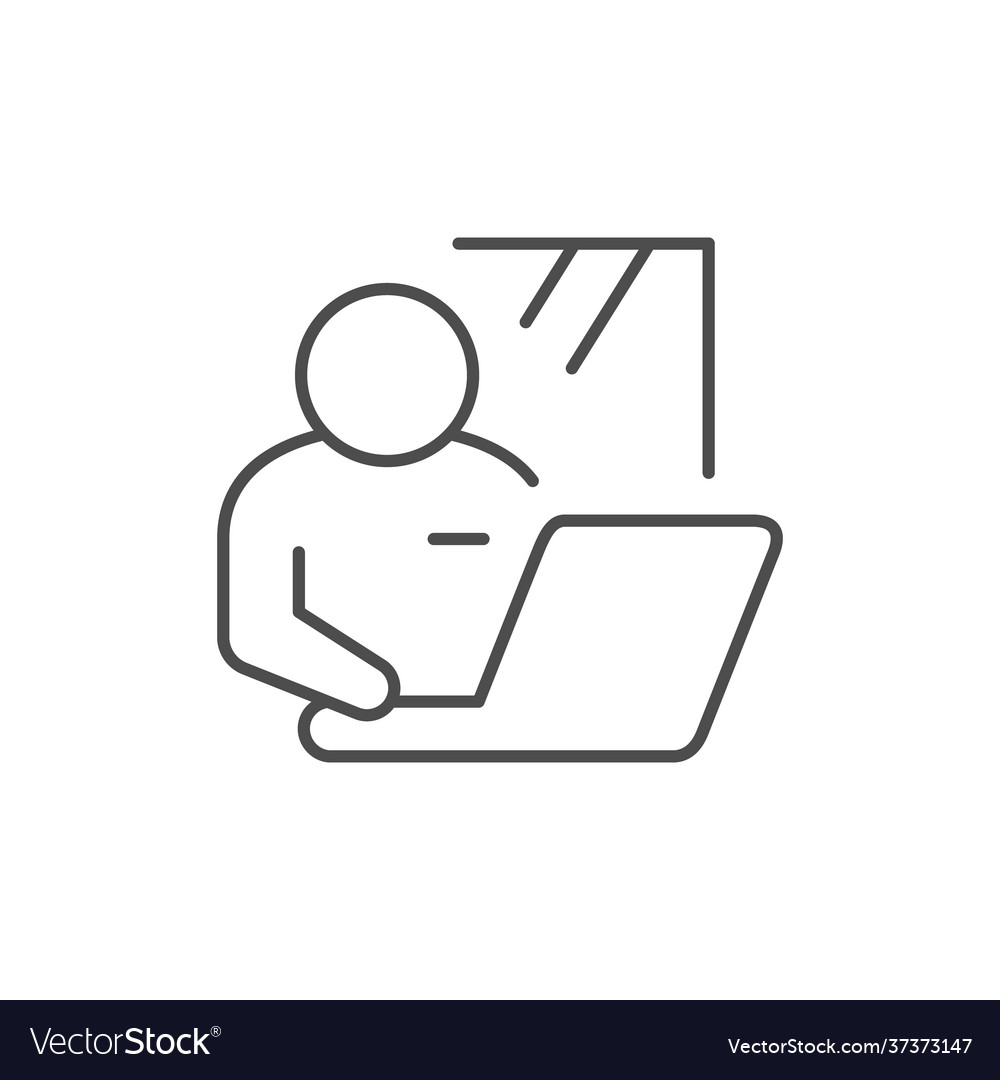 Person using laptop line icon Royalty Free Vector Image