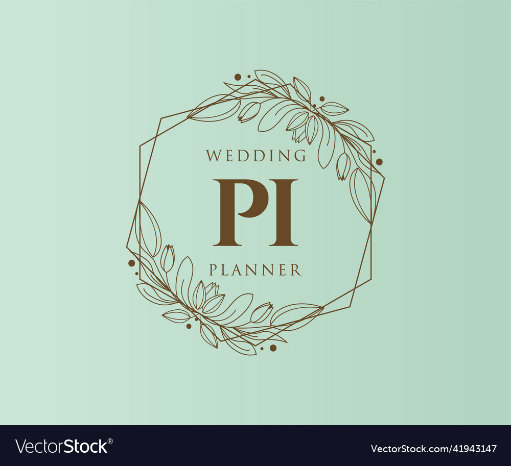 Pi initials letter wedding monogram logos Vector Image