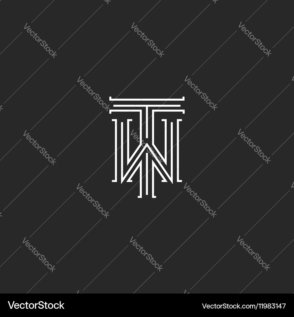 Tw letters logo medieval monogram black and white Vector Image