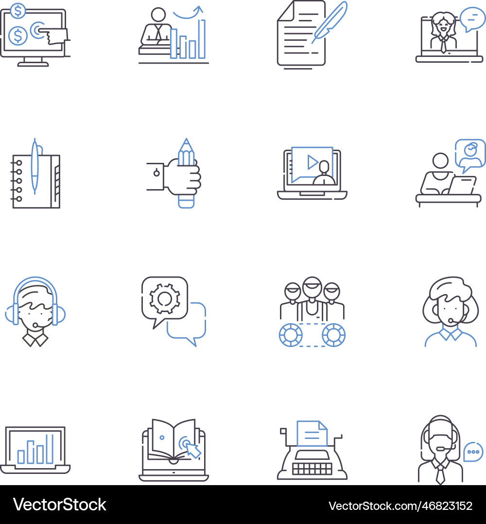 Achieving line icons collection accomplishment Vector Image