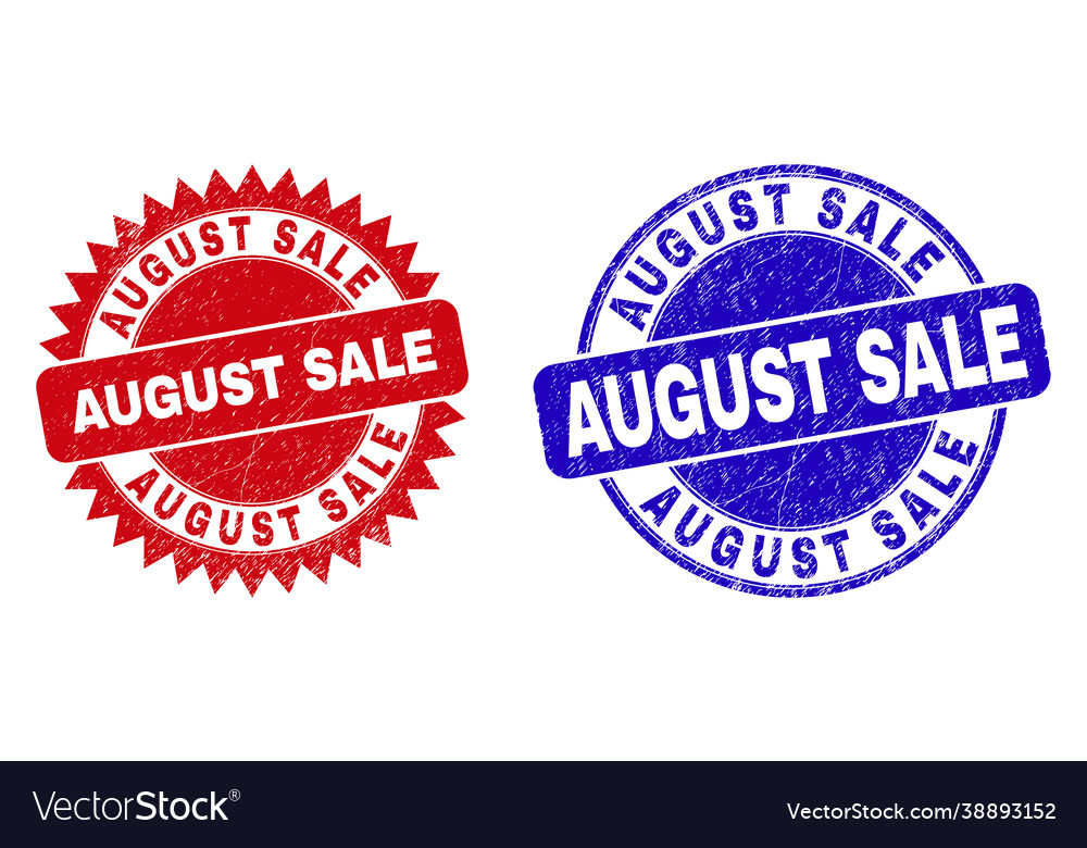 August sale round and rosette seals with corroded Vector Image August sale round and rosette seals with corroded Vector Image