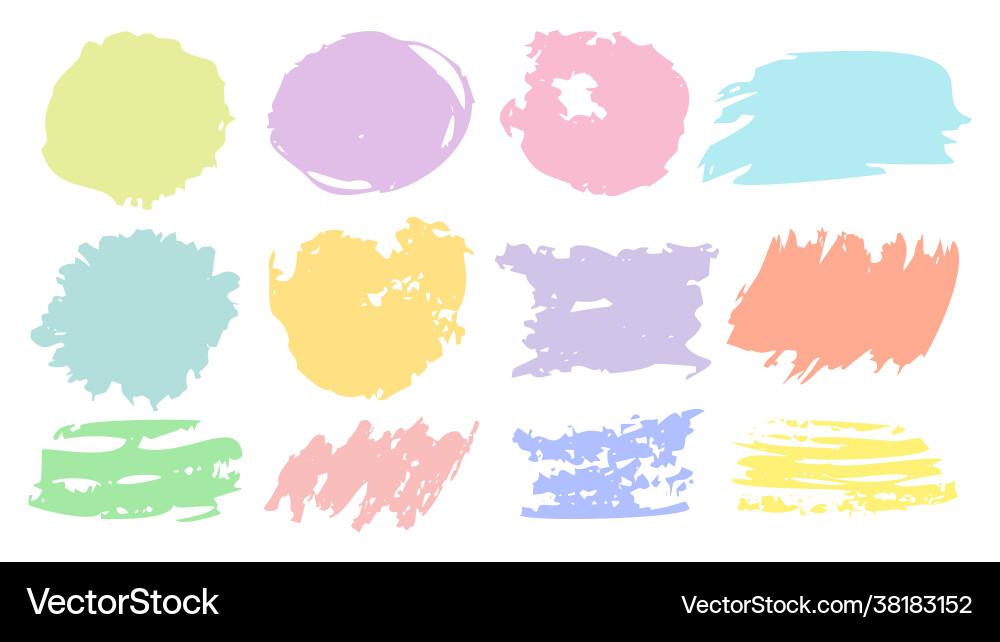 Brush stroke pastel color set hand drawn Vector Image
