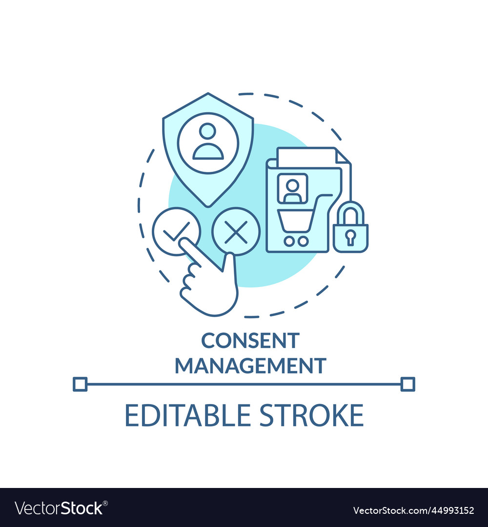 Consent management turquoise concept icon Vector Image Consent management turquoise concept icon Vector Image