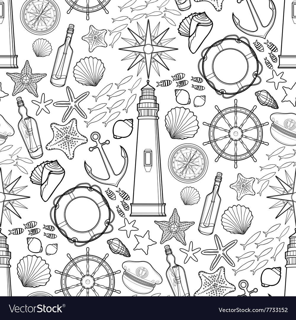Graphic nautical pattern Royalty Free Vector Image