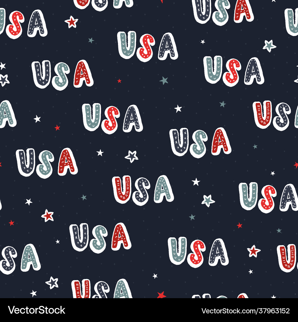 Lovely hand drawn patriotic seamless pattern usa Vector Image