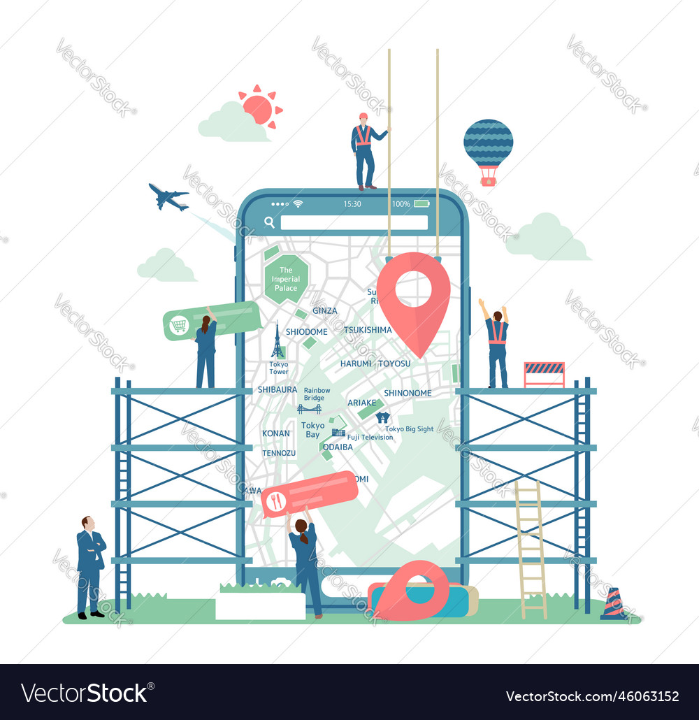 Mobile map apps concept Royalty Free Vector Image