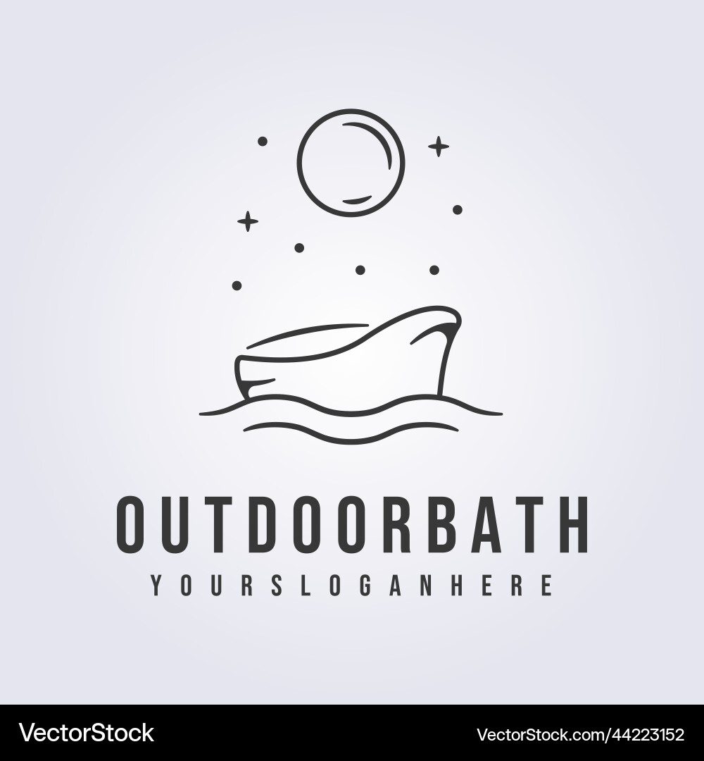 Outdoor bath bathtub line logo take a bath under Vector Image