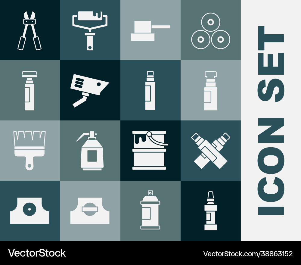 Set marker pen spray can nozzle cap security Vector Image