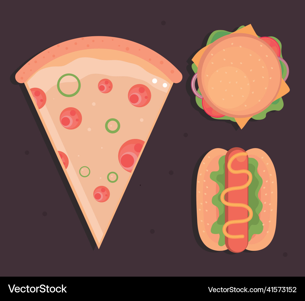 Set of fast food Royalty Free Vector Image - VectorStock