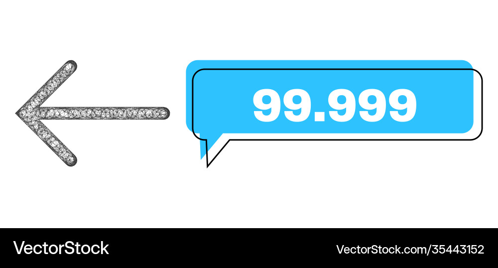 Shifted 99999 chat frame and hatched arrow left Vector Image