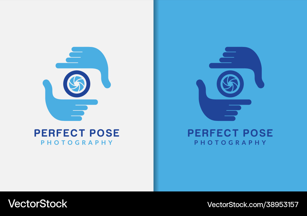 Camera photography logo design with perfect pose Vector Image