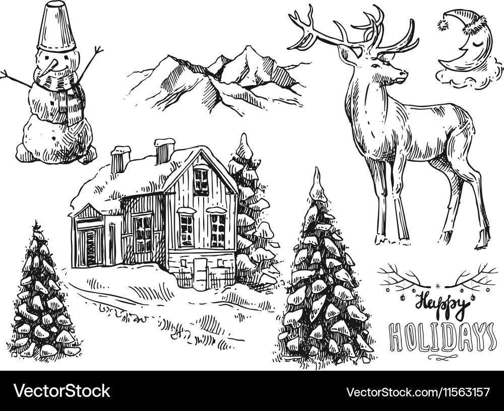 Christmas landscape Royalty Free Vector Image - VectorStock