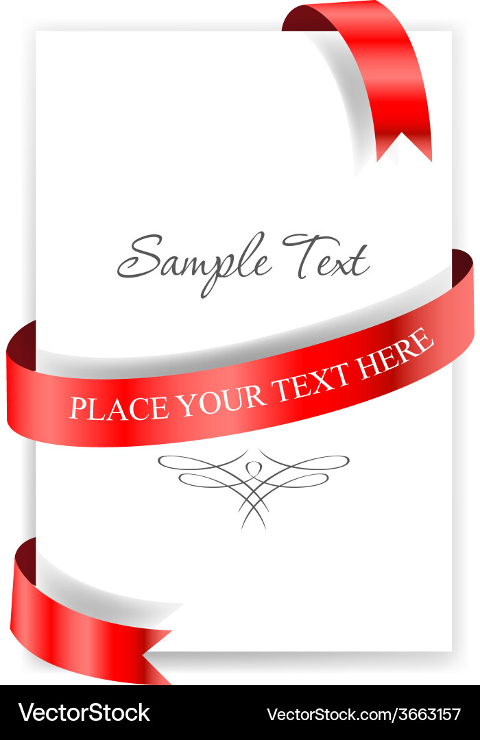 Greeting card with a red ribbon Royalty Free Vector Image