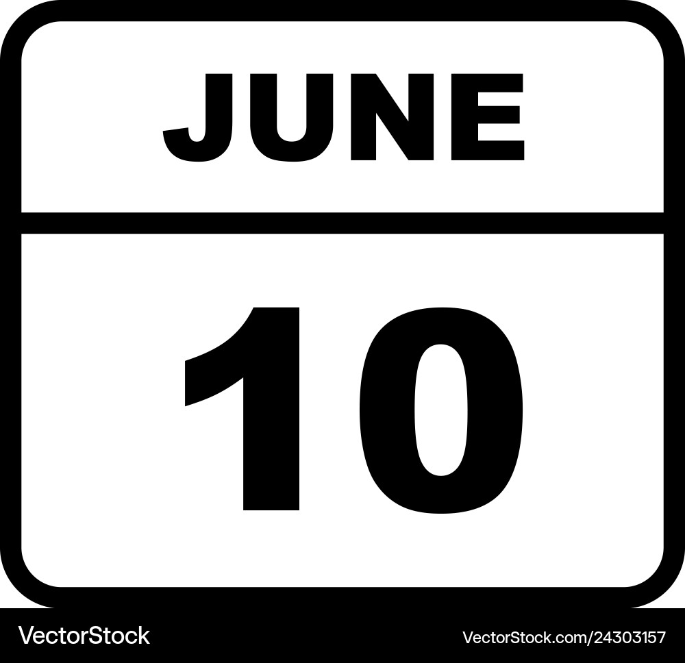 June 10th date on a single day calendar Royalty Free Vector