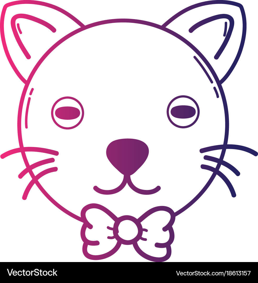 Line cute cat head pet animal Royalty Free Vector Image