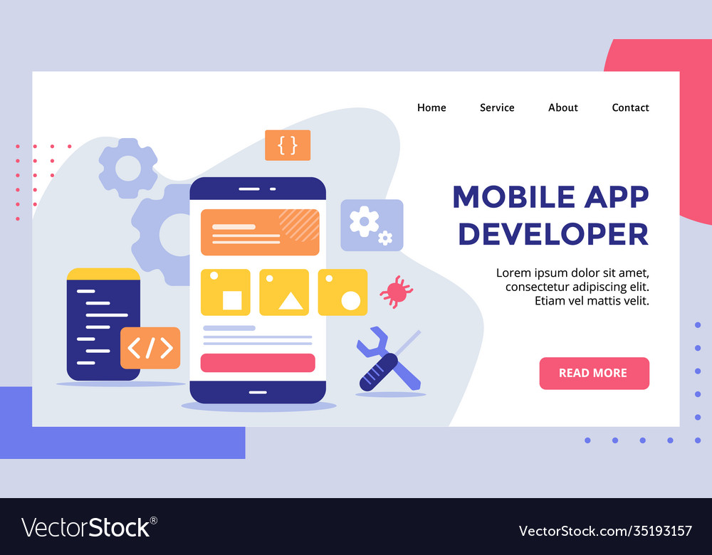 Mobile app developer wireframe on display Vector Image