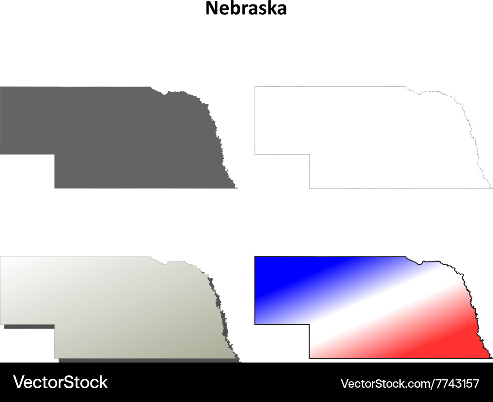 Nebraska outline map set Royalty Free Vector Image
