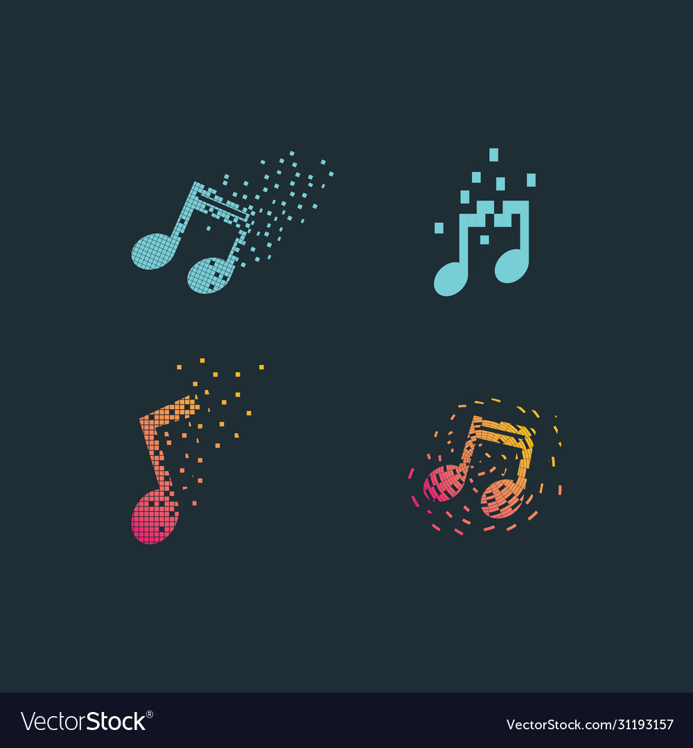 Pixel music note tyechnology logo Royalty Free Vector Image
