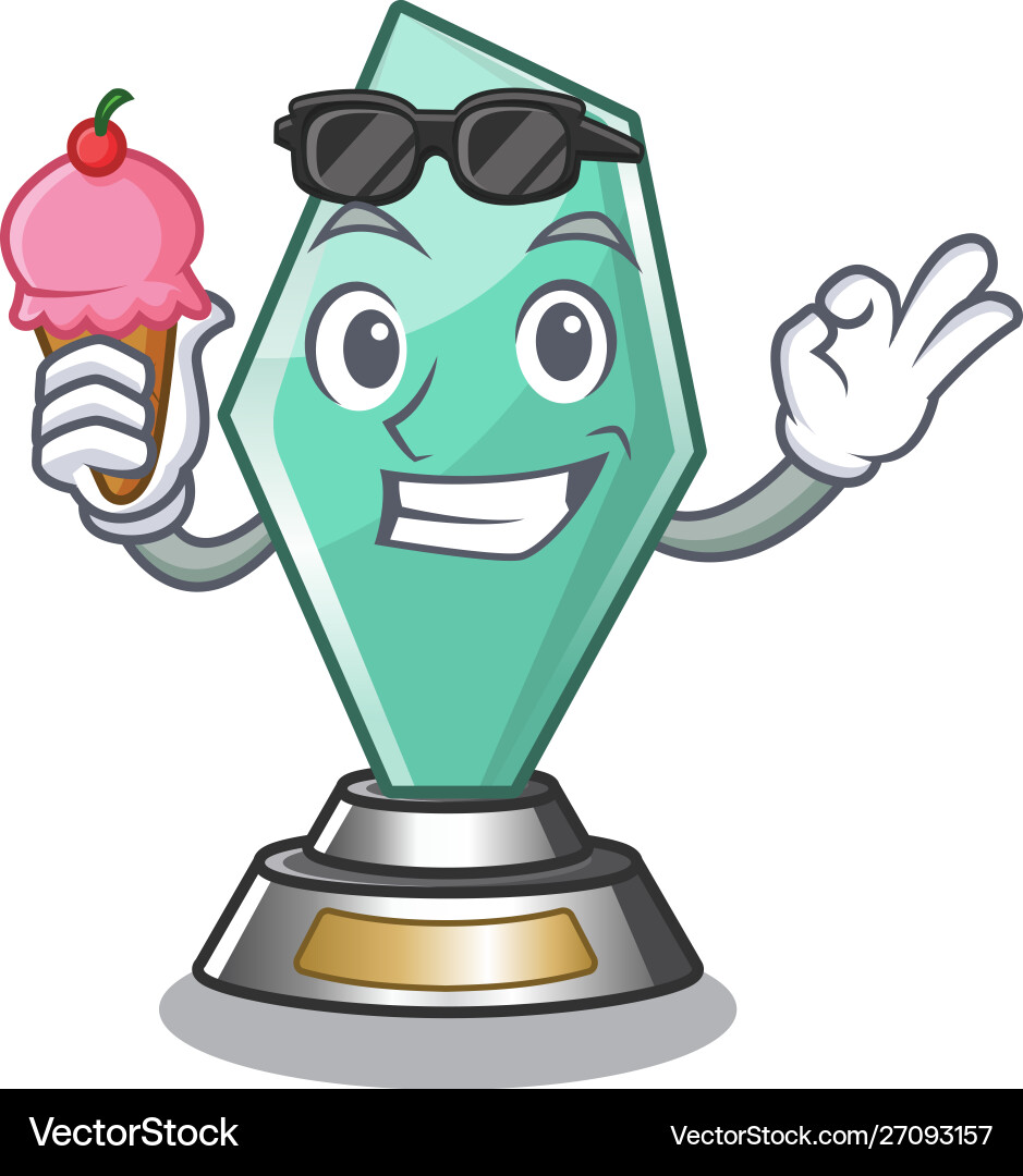 With ice cream acrylic trophy isolated Royalty Free Vector