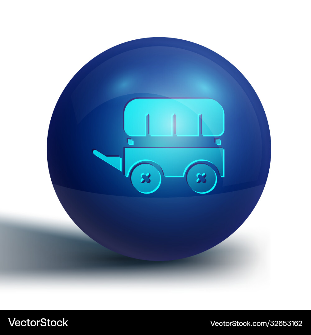 Blue wild west covered wagon icon isolated Vector Image