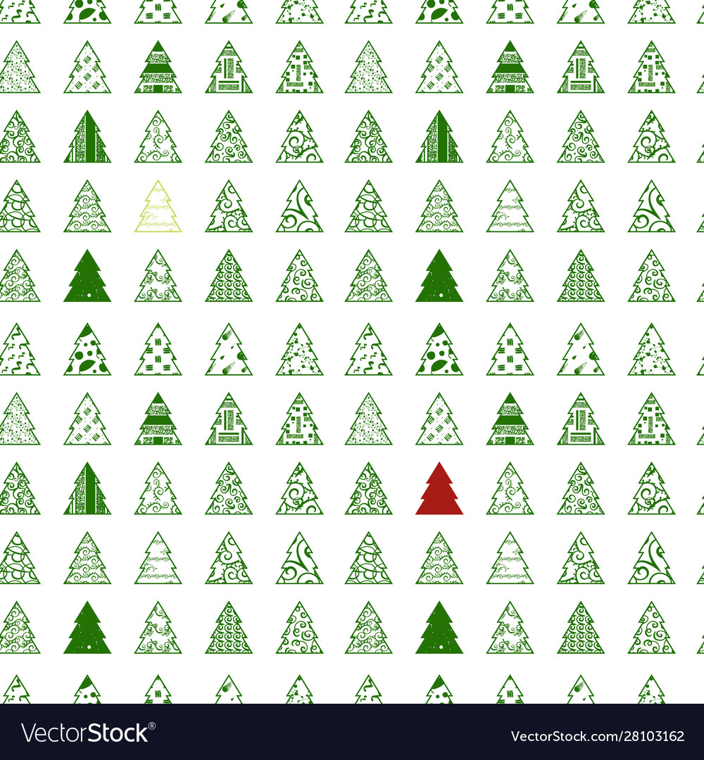 Christmas tree seamless pattern with many Vector Image
