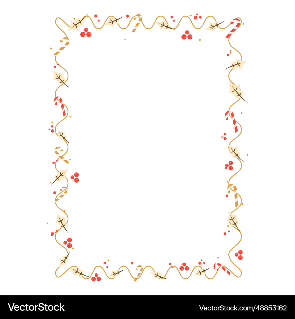 Frame garland leaf candy cane sticker badge Vector Image