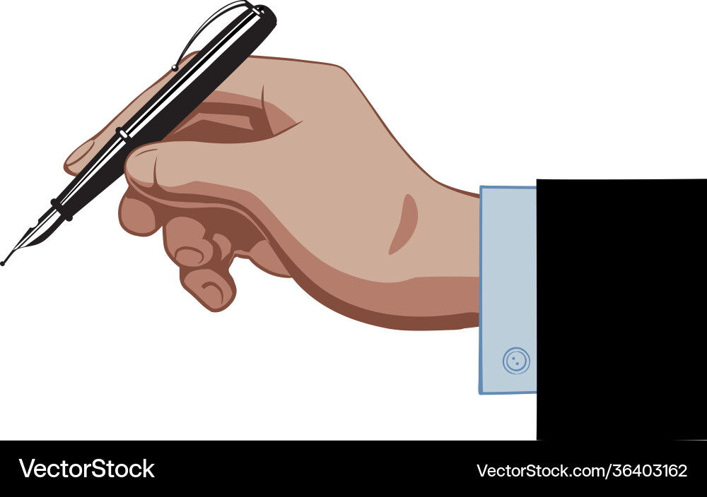 Hand a man with a black retro pen isolated Vector Image