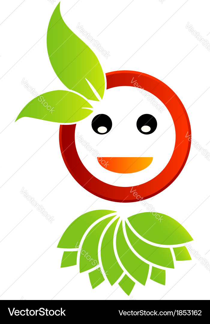 Happy smiley with green leaves Royalty Free Vector Image