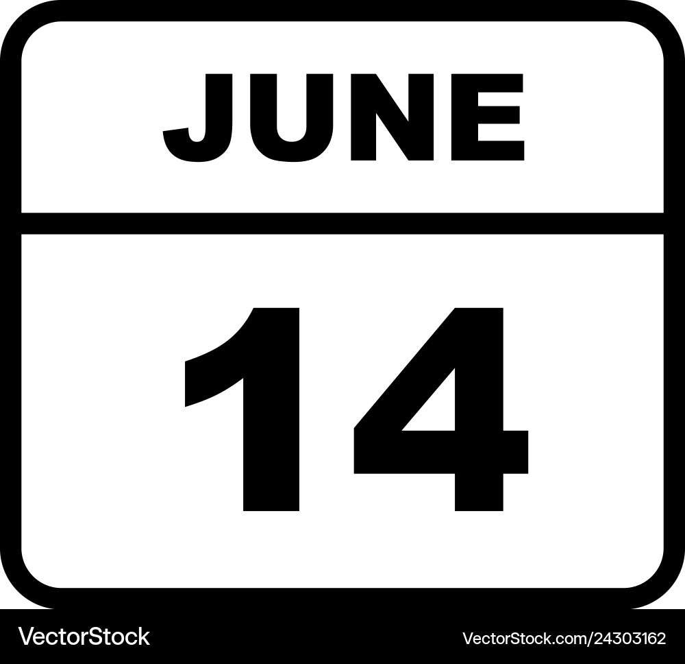 June 14th date on a single day calendar Royalty Free Vector