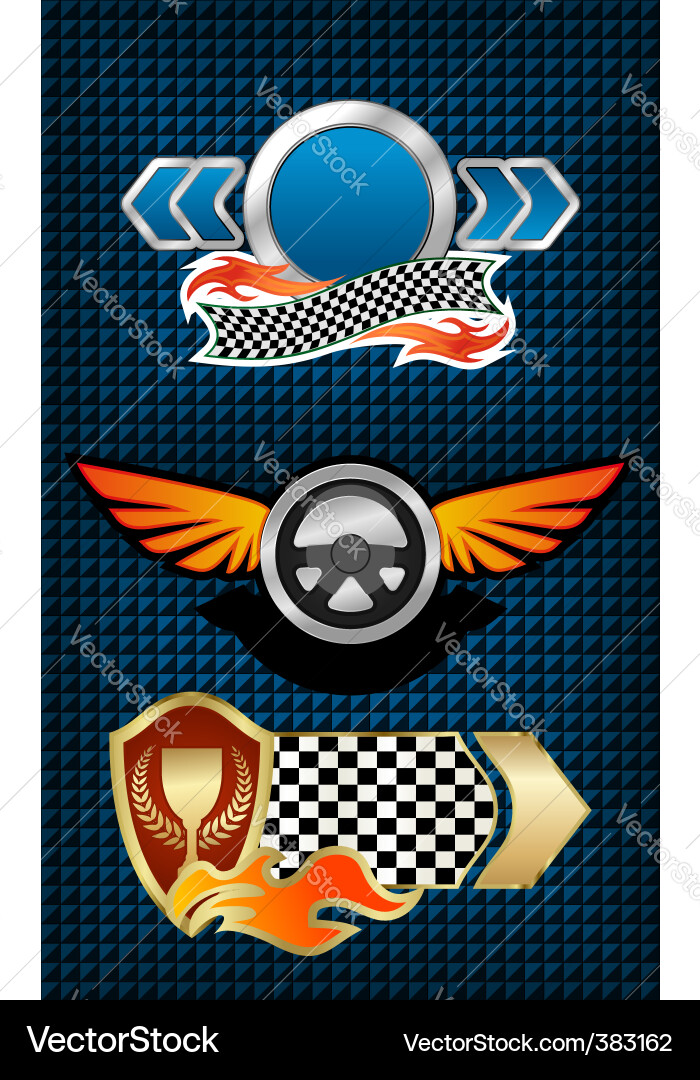 Racing symbols and icons Royalty Free Vector Image