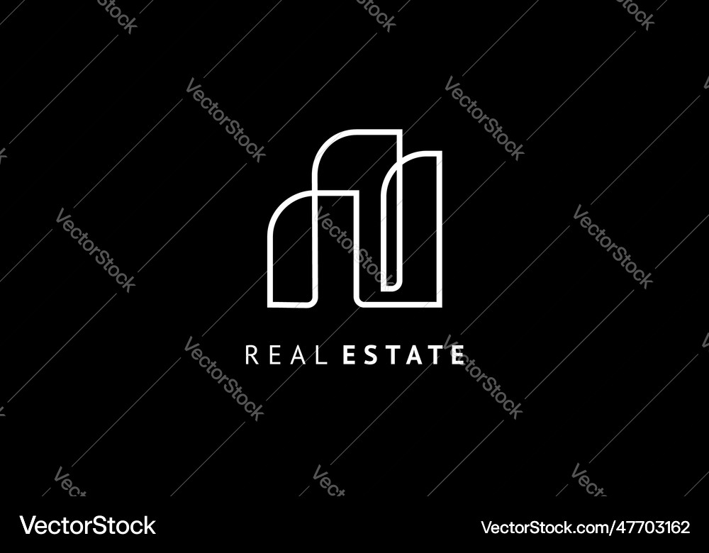 Real estate line logo template building Royalty Free Vector